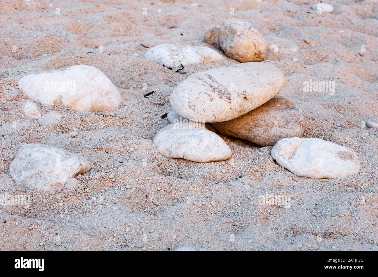 Beach of the Wreck, Zakynthos. Stones and rocks smoothed by the sea on ...