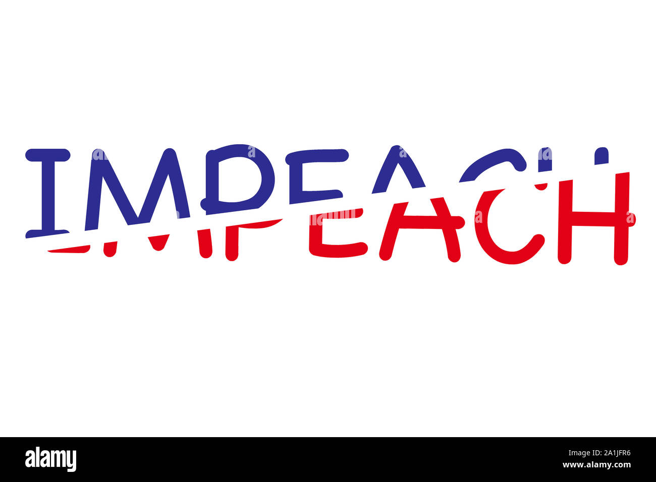 illustration of blue and white letters with the word impeach written ...