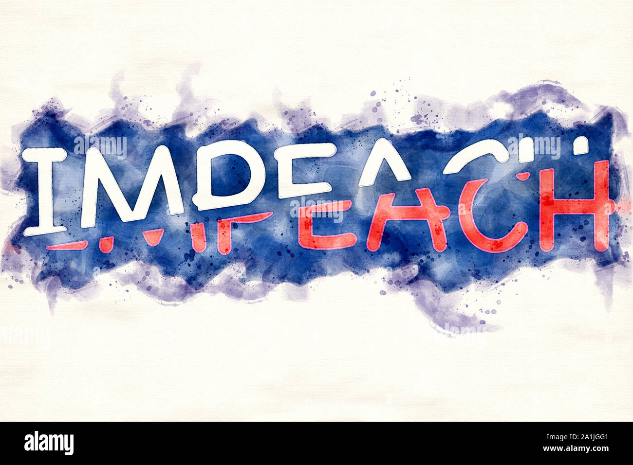 illustration of blue and white letters with the word impeach in ...