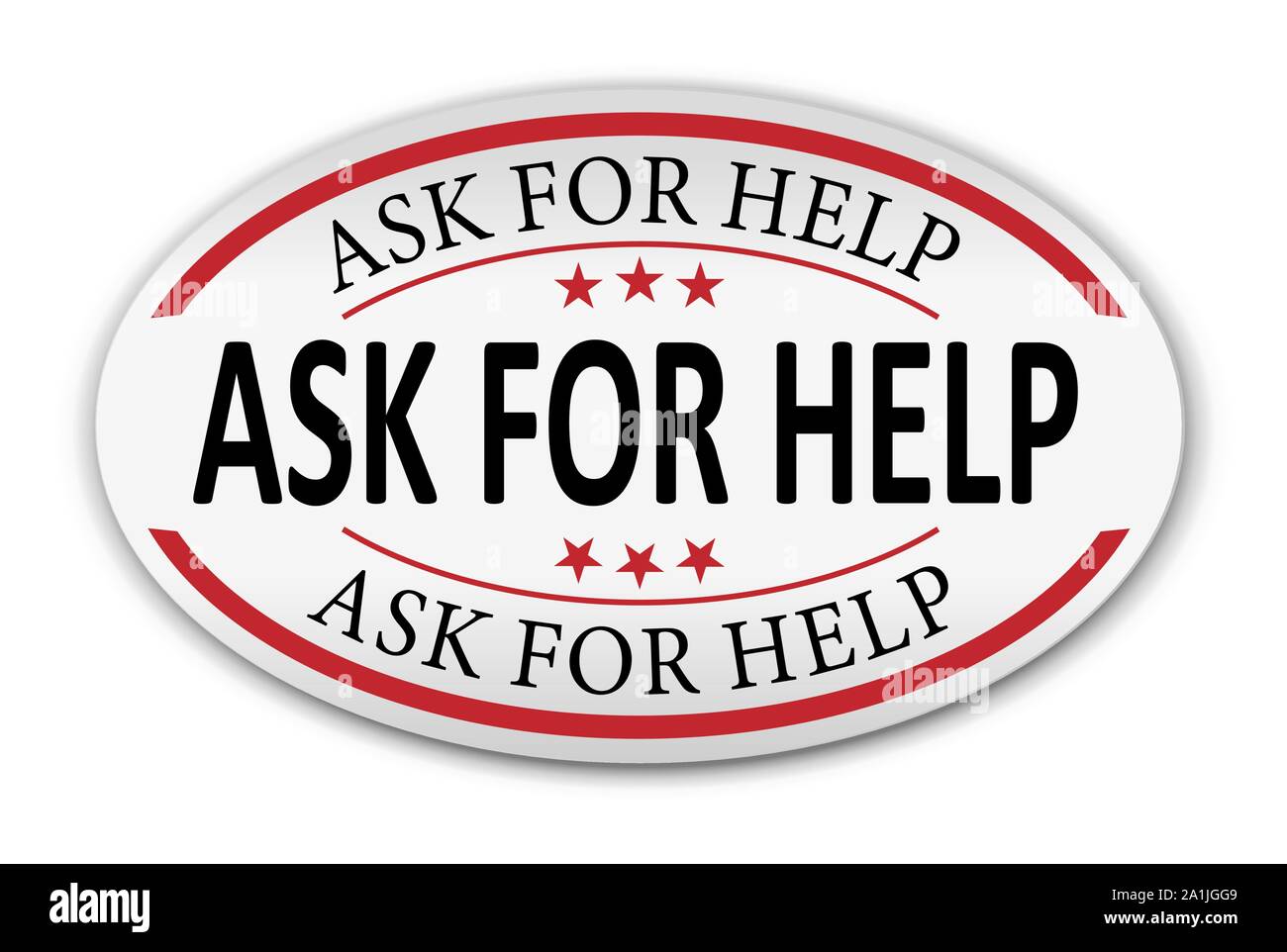 Ask for Help Oval sticker paper label vector o a white background Stock ...