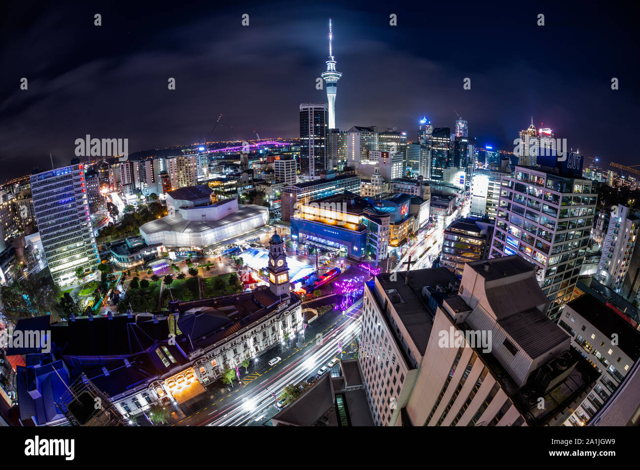 Auckland at night skyline. New Zealand Stock Photo - Alamy
