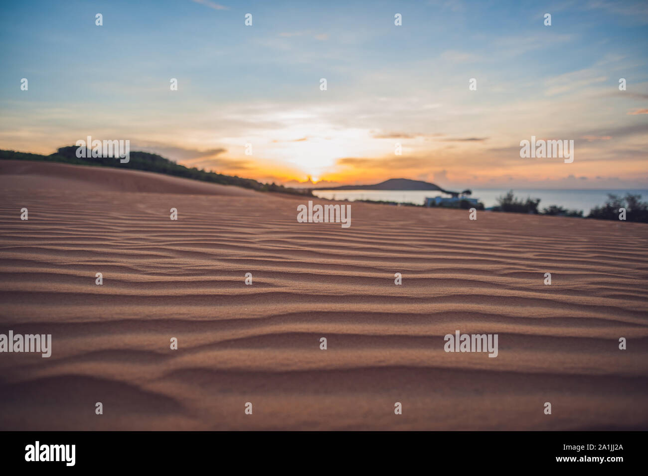 The Red Desert in Vietnam at dawn. Looks like cold desert on Mars Stock ...