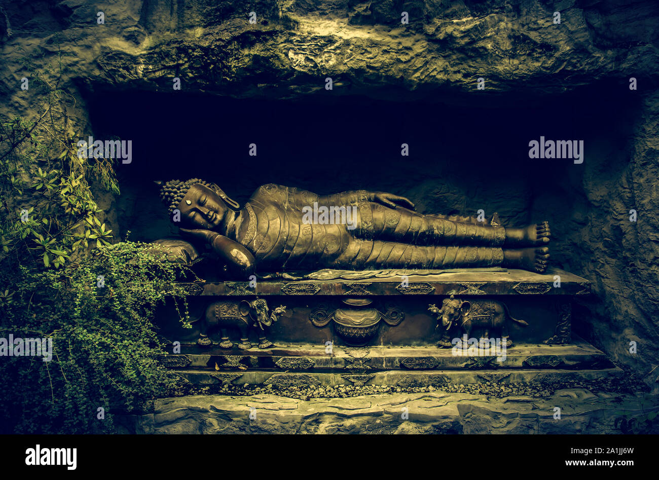 Buddha statue, detail of relaxation and faith, Buddhism Stock Photo - Alamy
