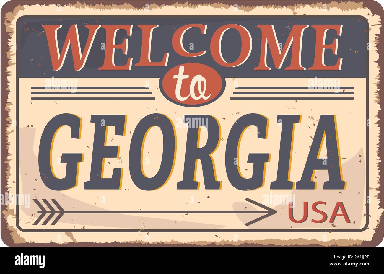 Vintage tin sign Georgia America state. Retro souvenir on a white ...