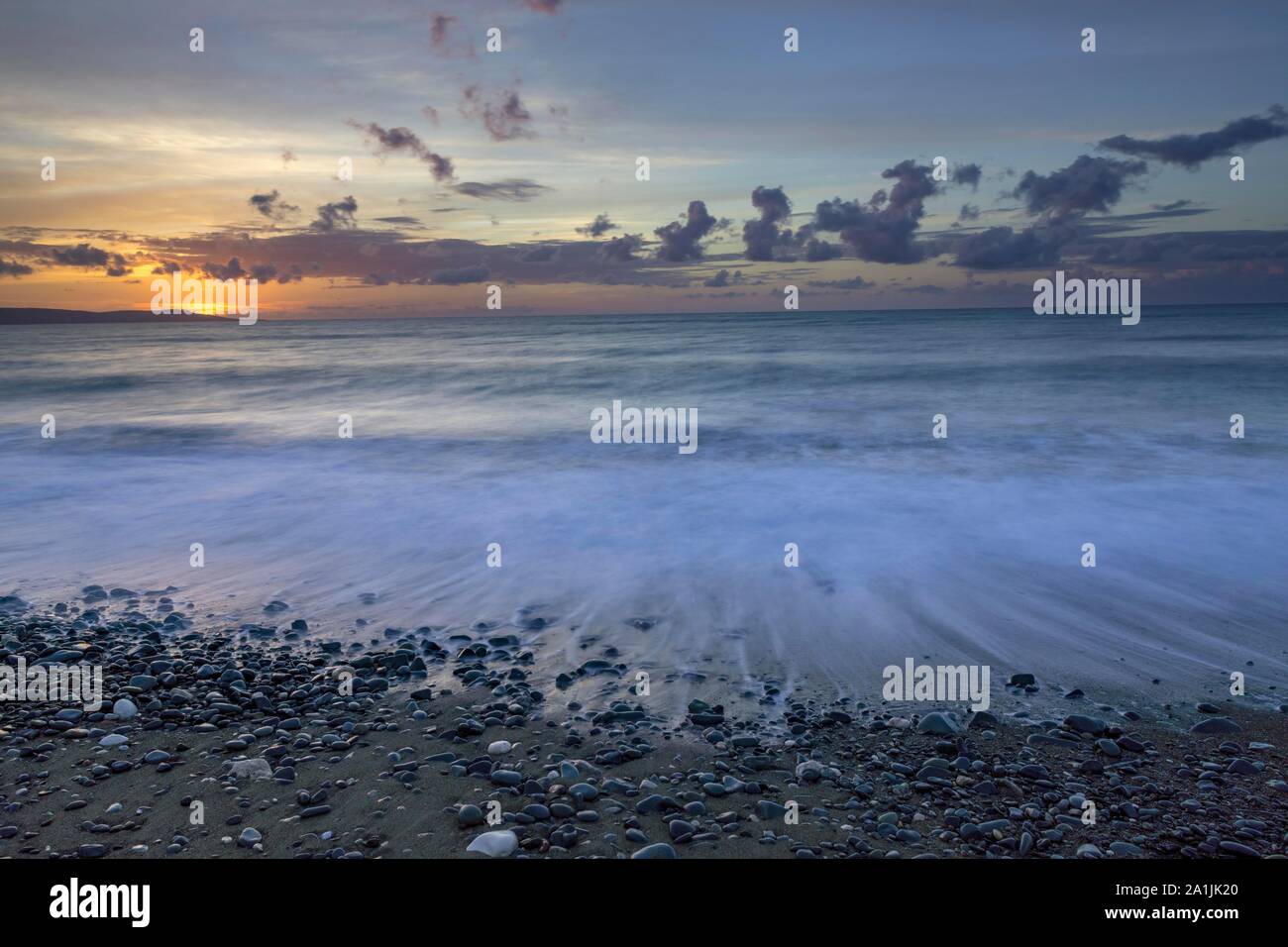 Sunset at the beach, Chrysochou Bay, Paphos, Republic of Cyprus, Cyprus ...