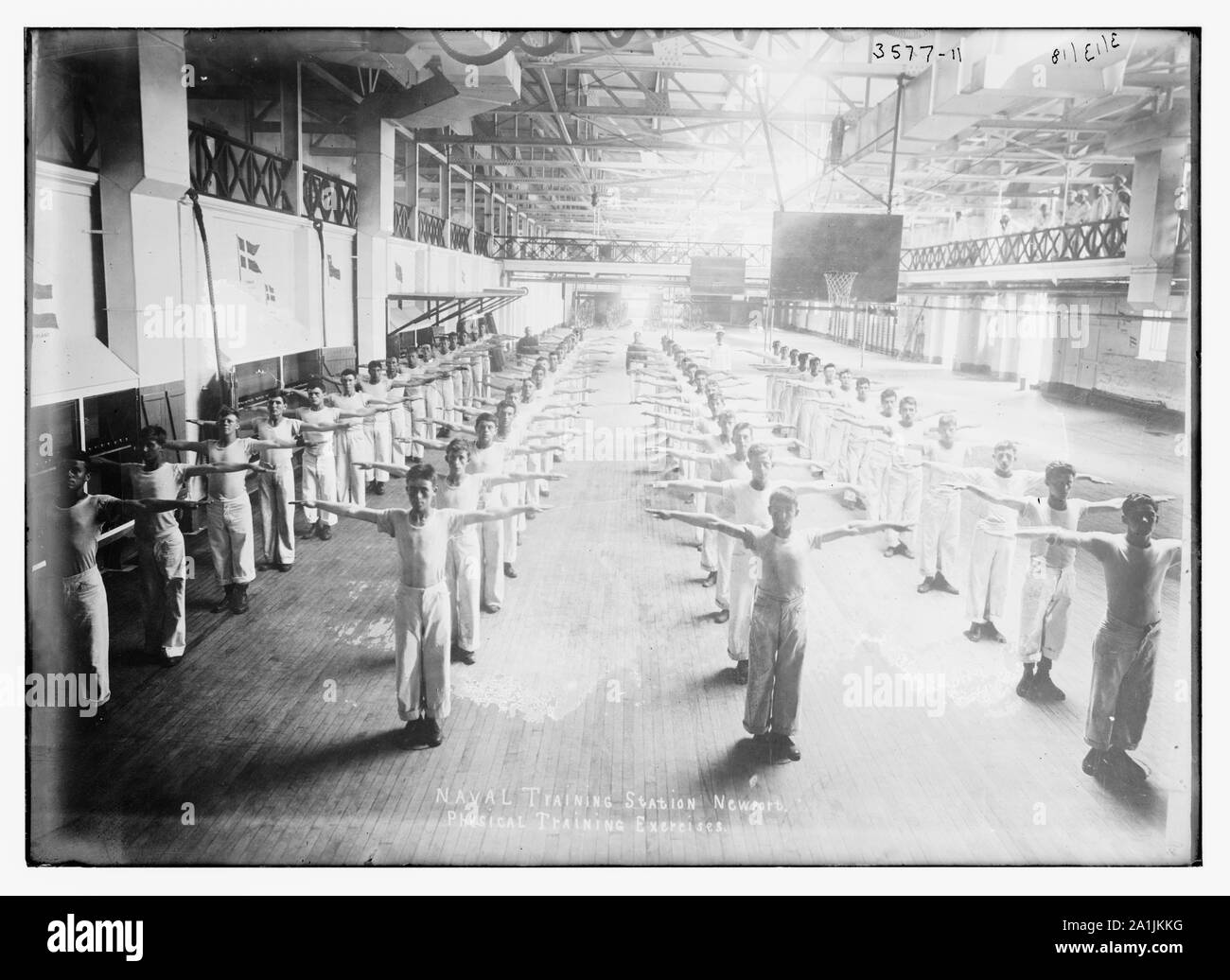 Naval Training Station -- Newport, physical training exercises Stock ...