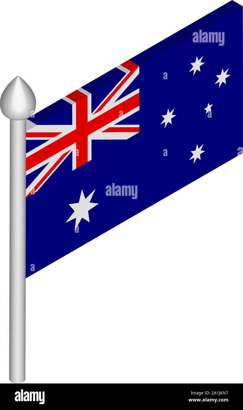 Isometric Illustration of Flagpole with Australia Flag Stock Vector ...