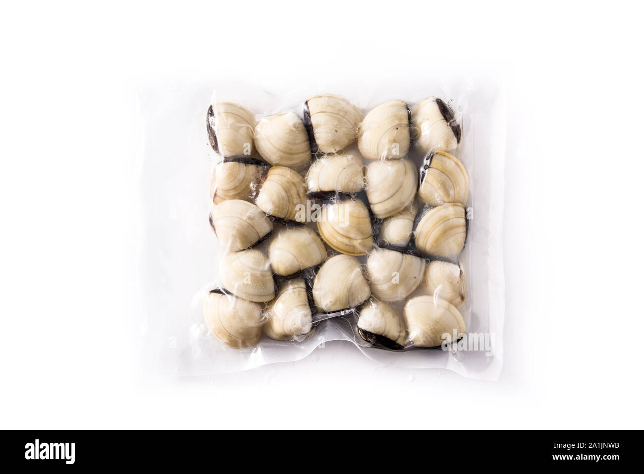 Clams packaged in plastic isolated on white background Stock Photo - Alamy