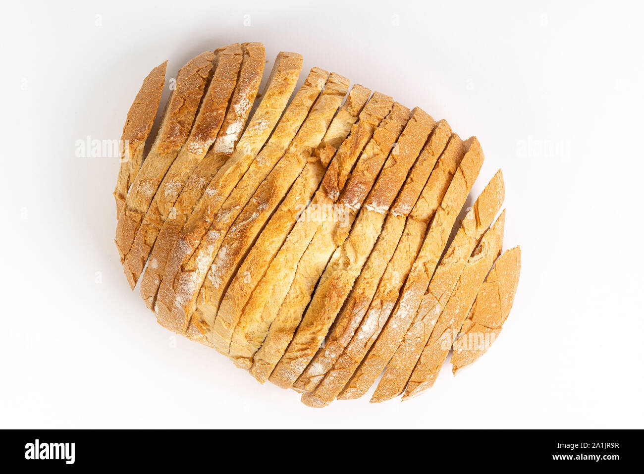 a loaf of bread cut into slices Stock Photo - Alamy