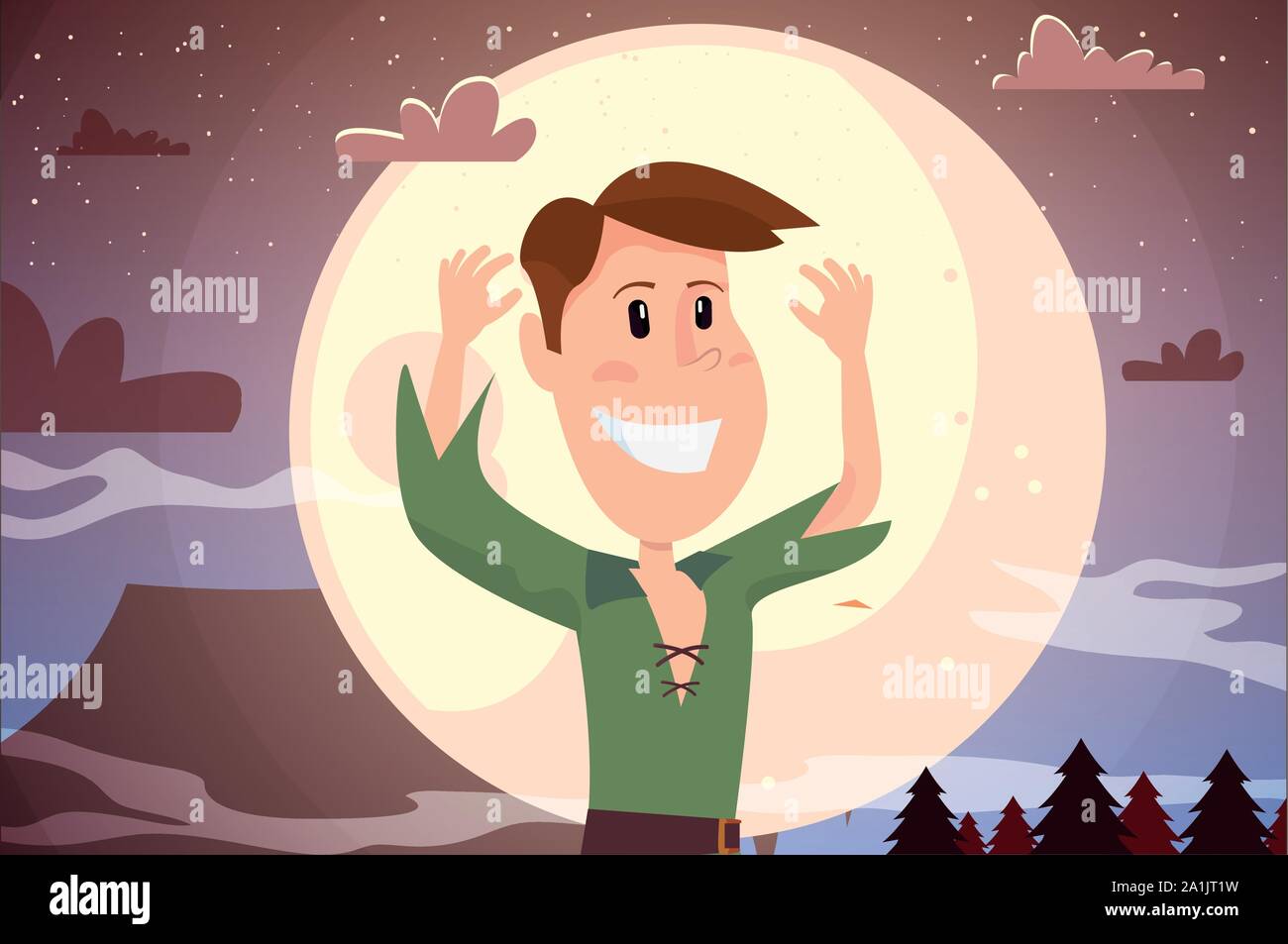 boy disguise in scene of halloween vector illustration design Stock ...