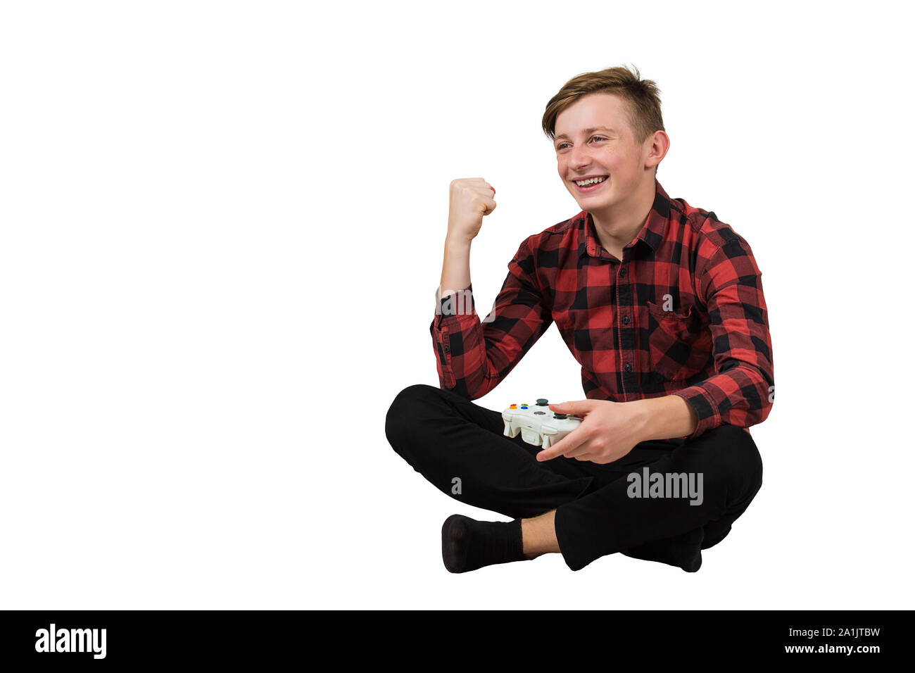 Boy celebrating video game hi-res stock photography and images - Alamy