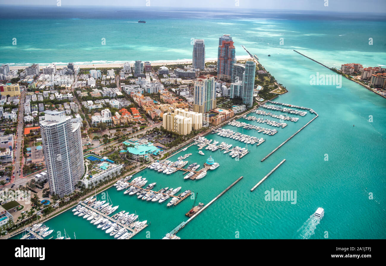 Aerial view of South Pointe park and ocean, Miami Stock Photo - Alamy