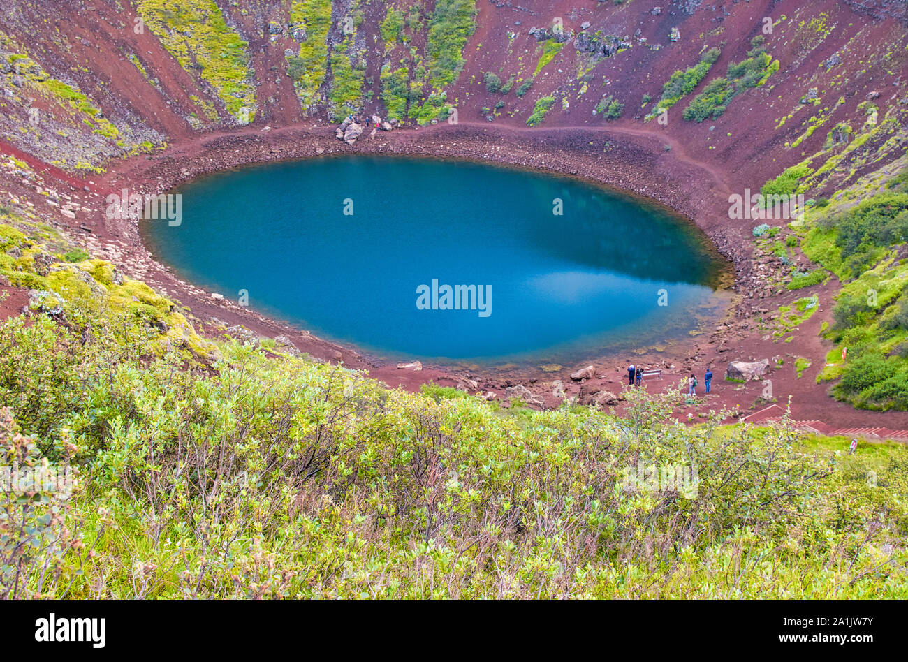 Aerial view of Kerio Vulcan Crater with Lake, Iceland Stock Photo - Alamy