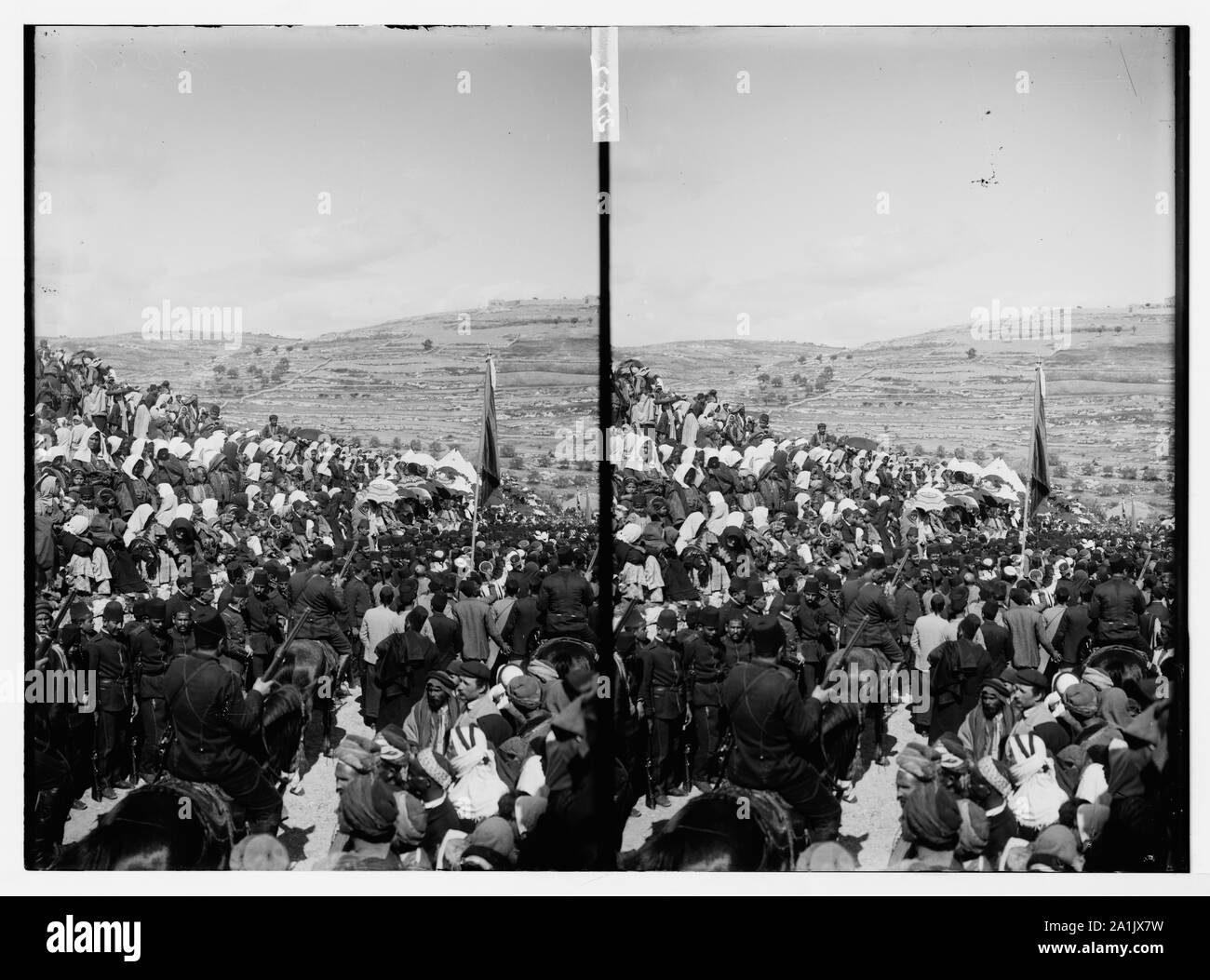 Neby Moussa [i.e., Nebi Musa]. Crowds at St. Stephen's Gate Stock Photo ...