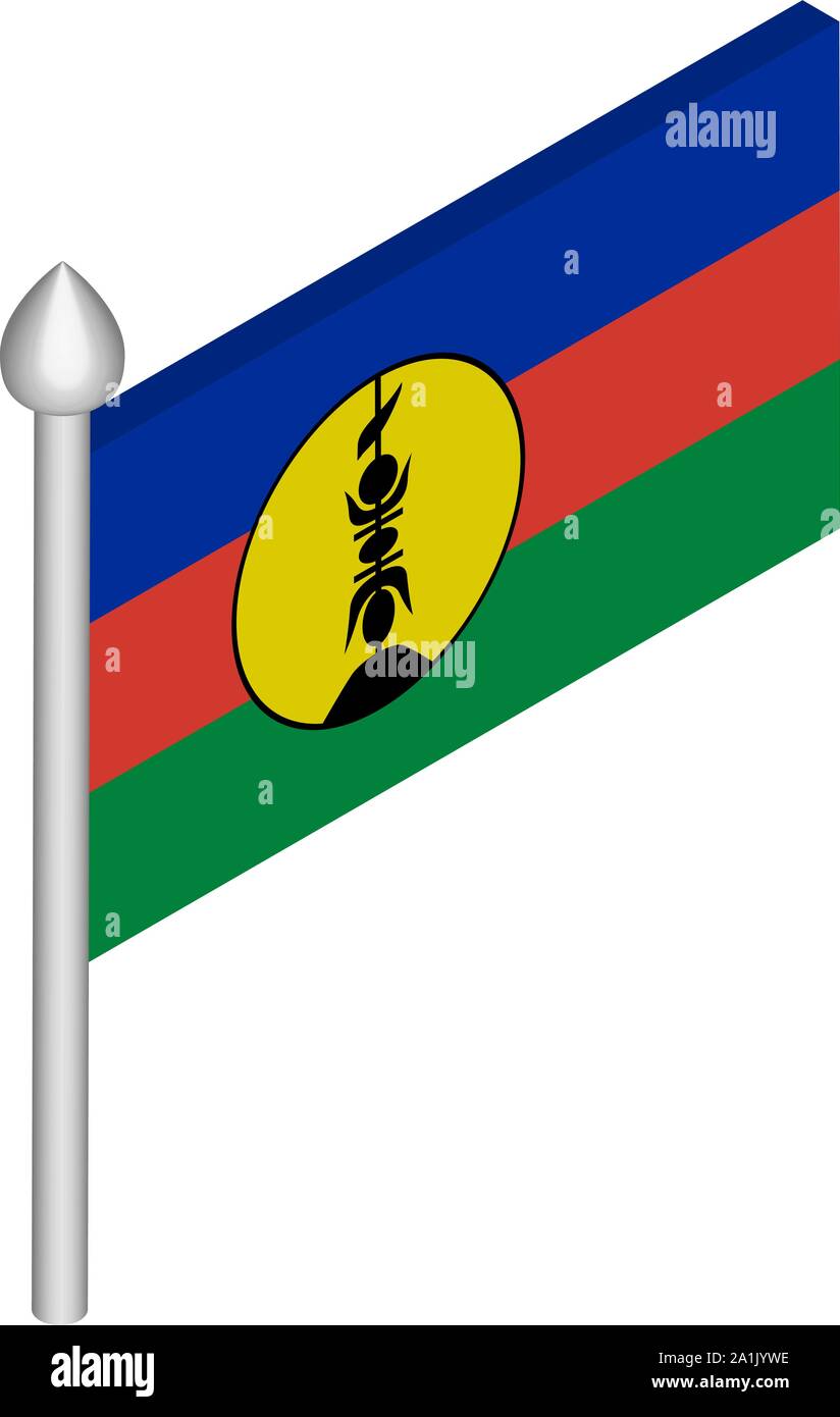 Isometric Illustration of Flagpole with New Caledonia Flag Stock Vector ...