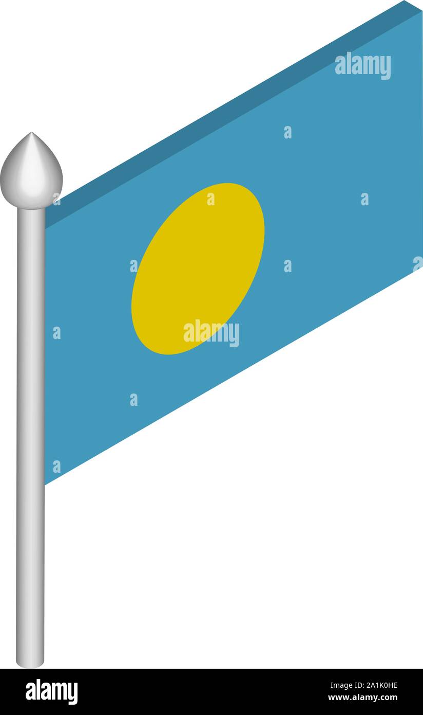Isometric Illustration of Flagpole with Palau Flag Stock Vector Image ...