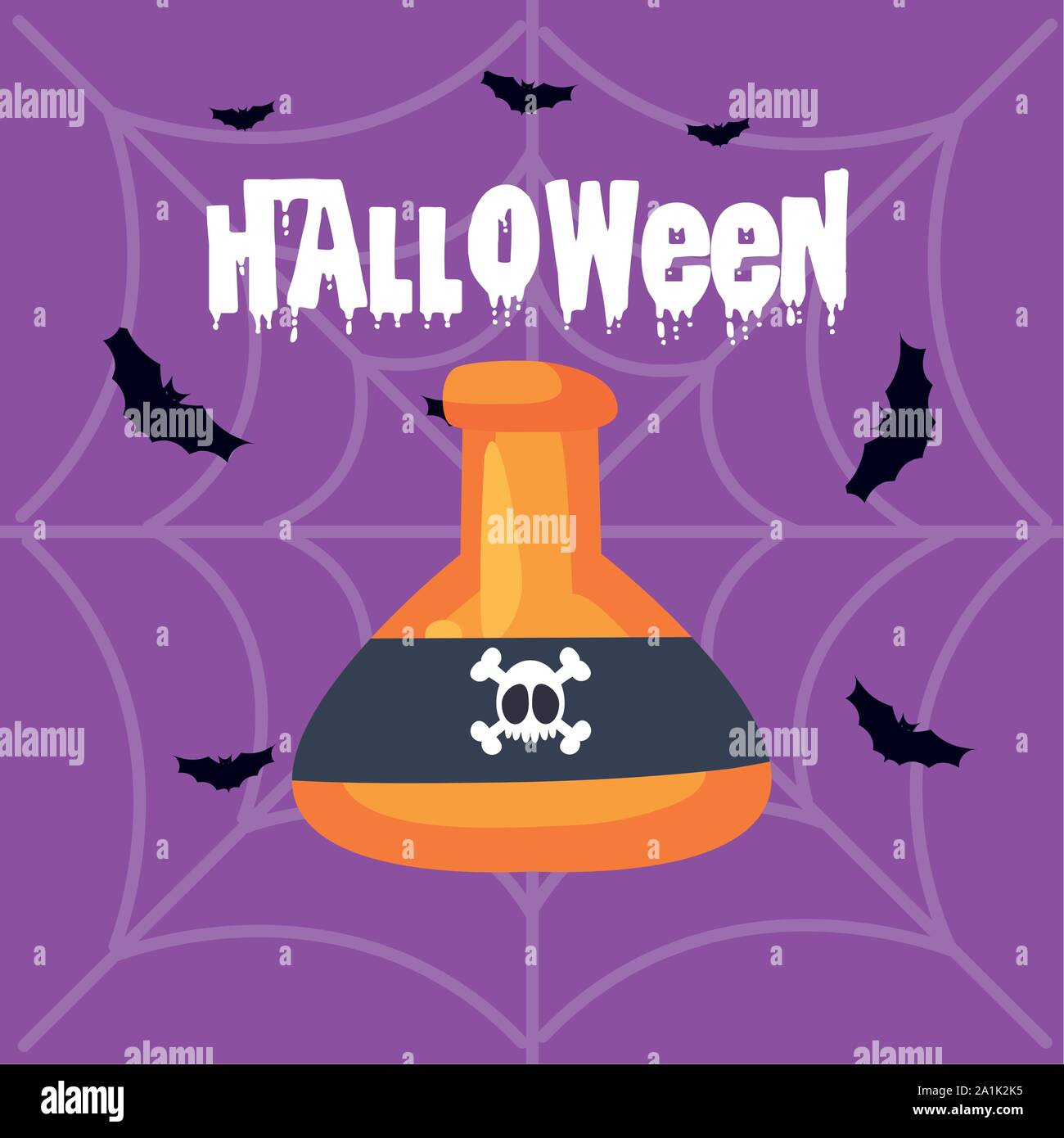 laboratory instrument with bubbles and label of halloween vector ...