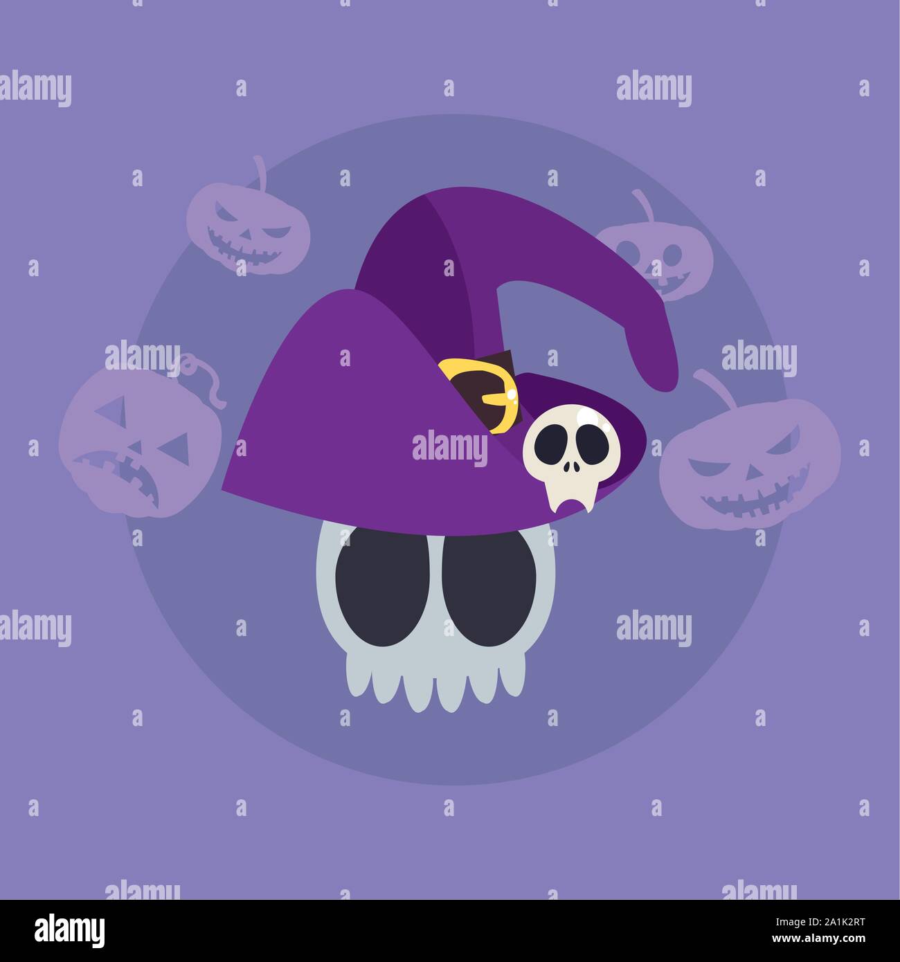 skull of dead with wizard hat in colorful background vector ...