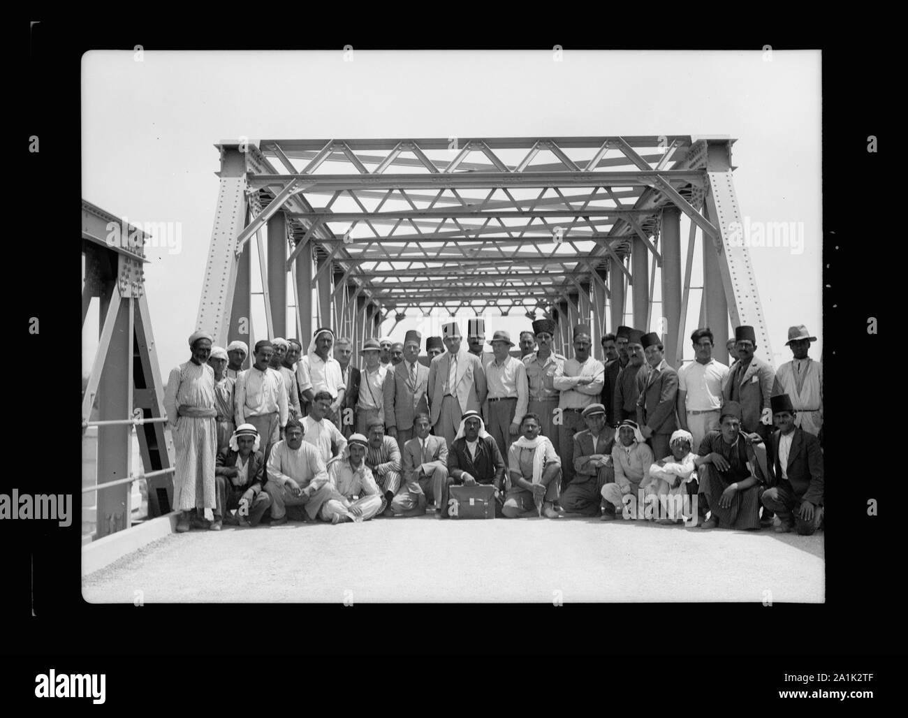 New Allenby Bridge over Jordan, showing old bridge also Stock Photo - Alamy