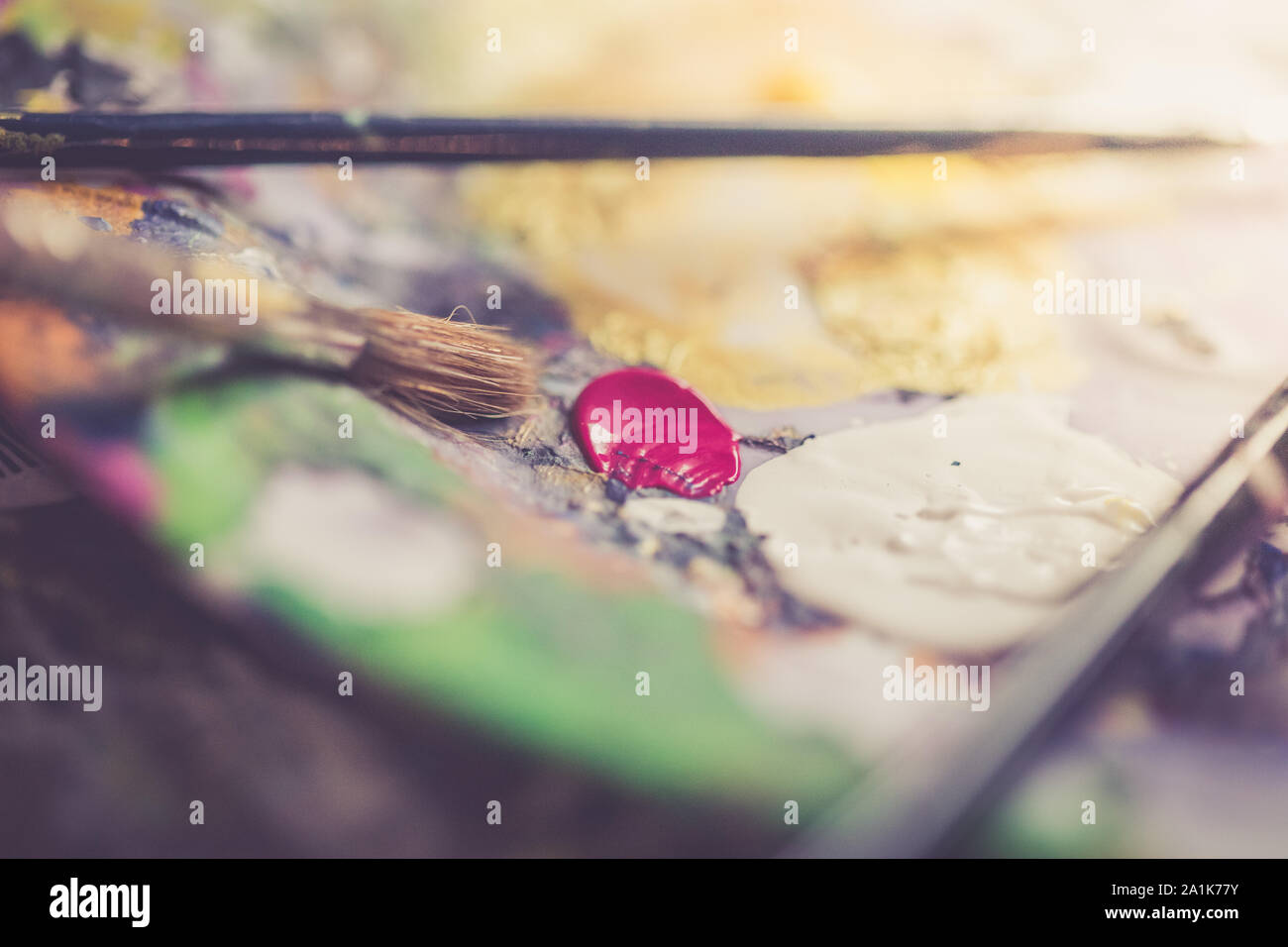 Artist paint brush on painting background. Painting therapy Stock Photo ...