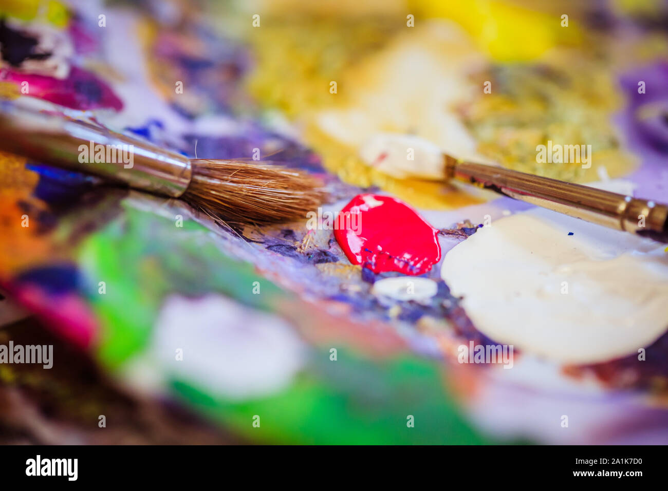 Artist paint brush on painting background. Painting therapy Stock Photo ...