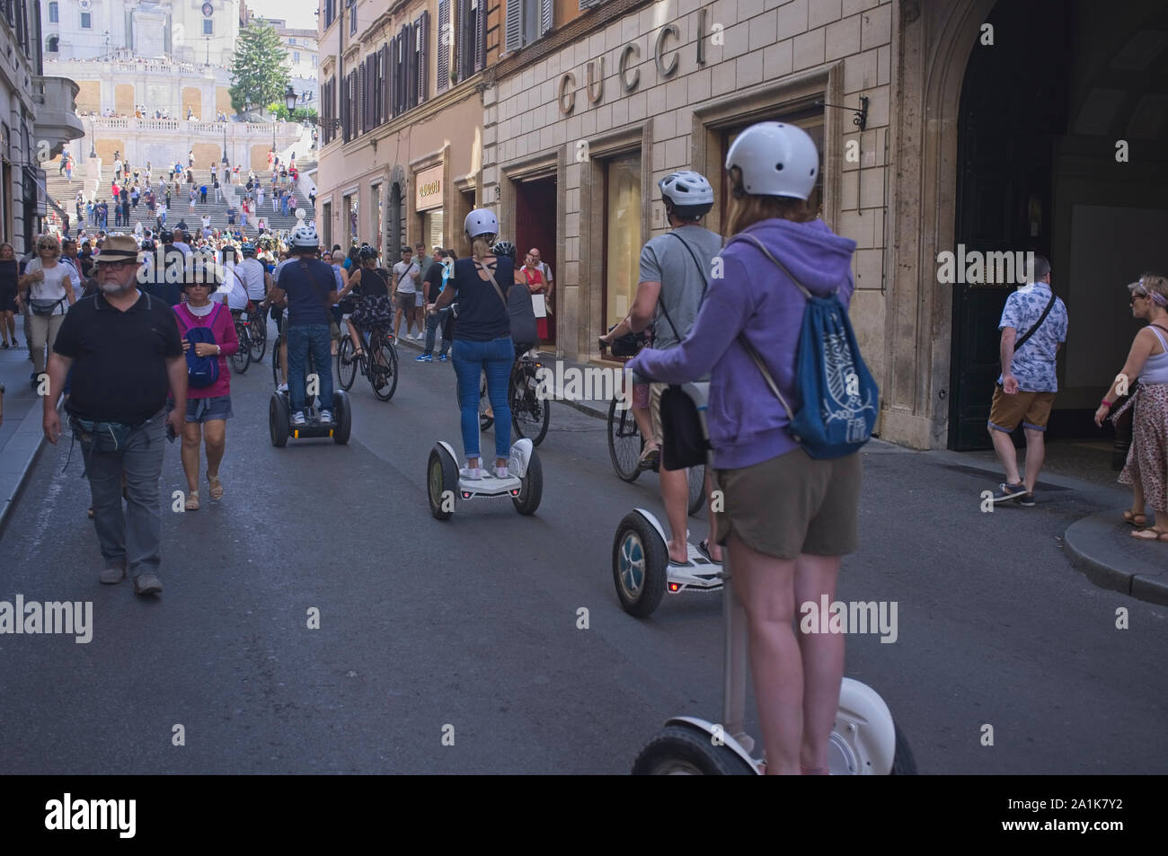 Segway tour in Rome approaching the Spanish steps Stock Photo - Alamy