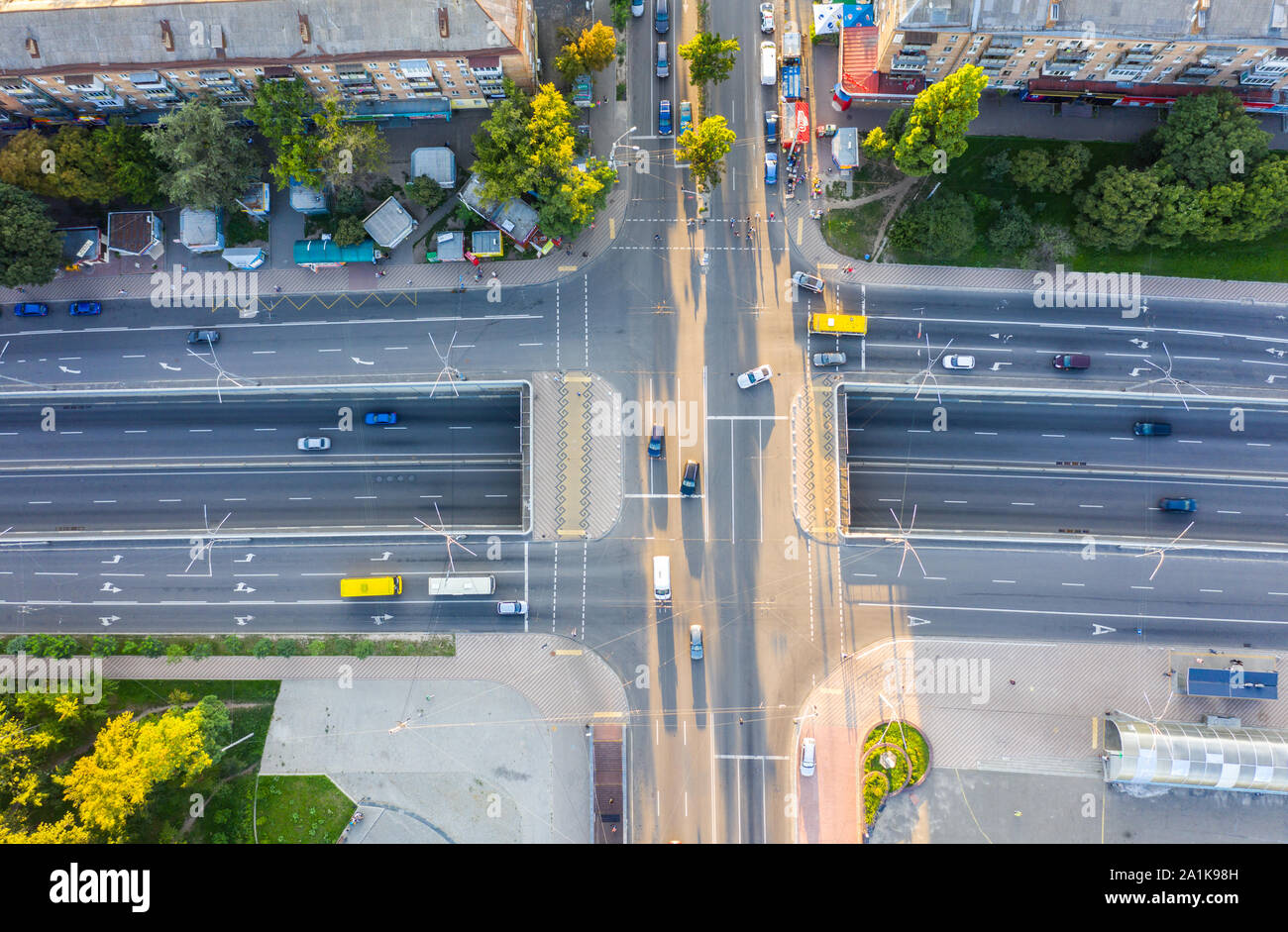 Drone footage city roads. Aerial view Stock Photo - Alamy