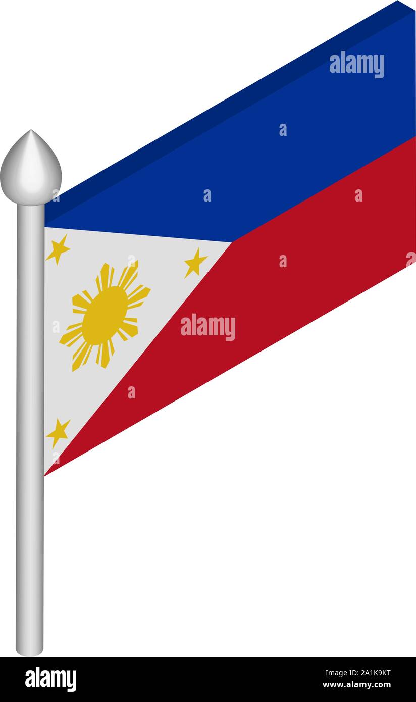 Isometric Illustration of Flagpole with Philippines Flag Stock Vector ...