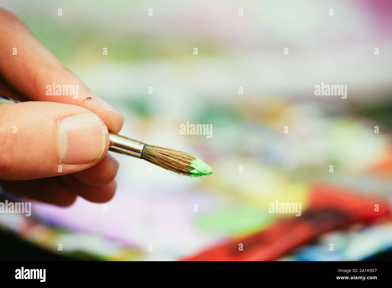 Artist paint brush on painting background. Painting therapy Stock Photo ...