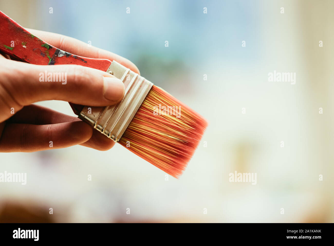 Artist paint brush on painting background. Painting therapy Stock Photo ...