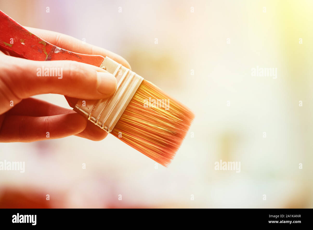 Artist paint brush on painting background. Painting therapy Stock Photo ...