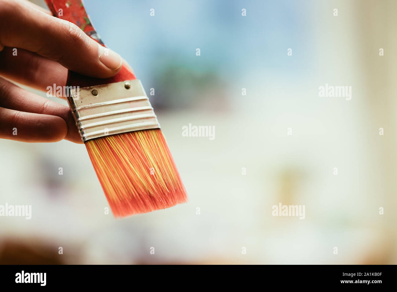 Artist paint brush on painting background. Painting therapy Stock Photo ...