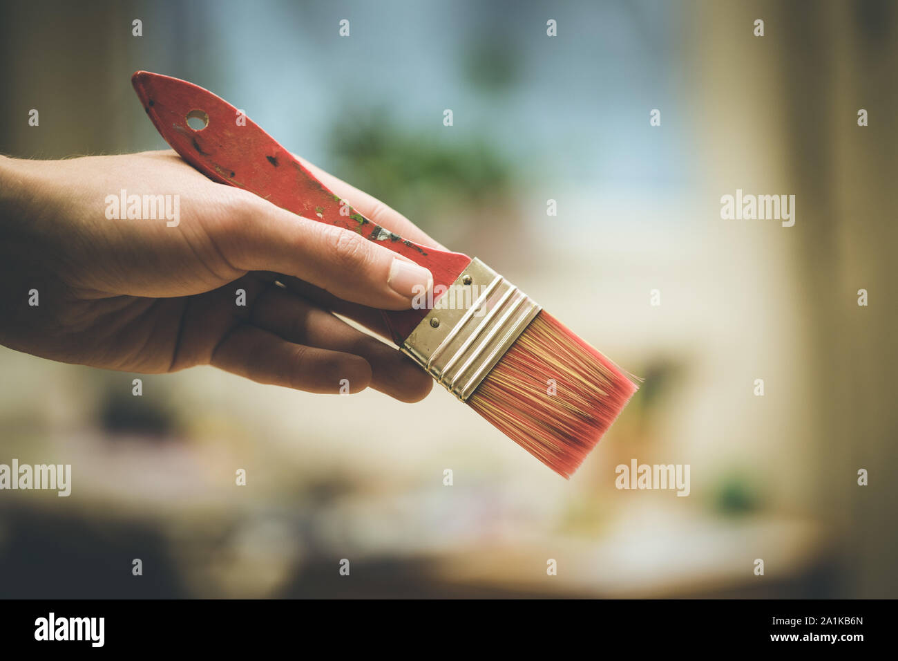 Artist paint brush on painting background. Painting therapy Stock Photo ...