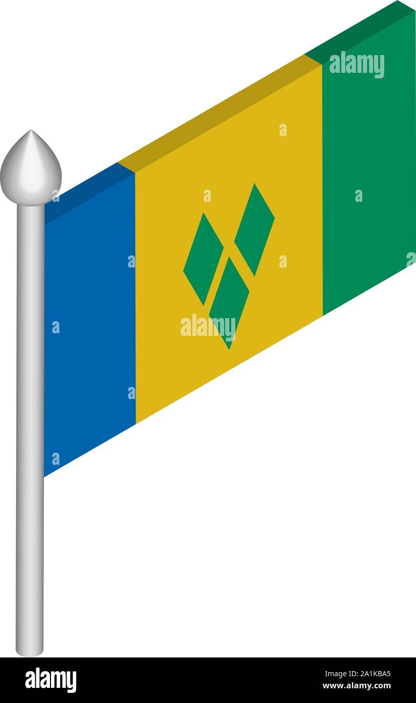 Isometric Illustration of Flagpole with Saint Vincent and the ...
