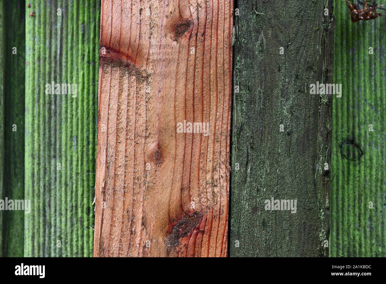 A fresh and an old wood beam with textures next to each other Stock ...