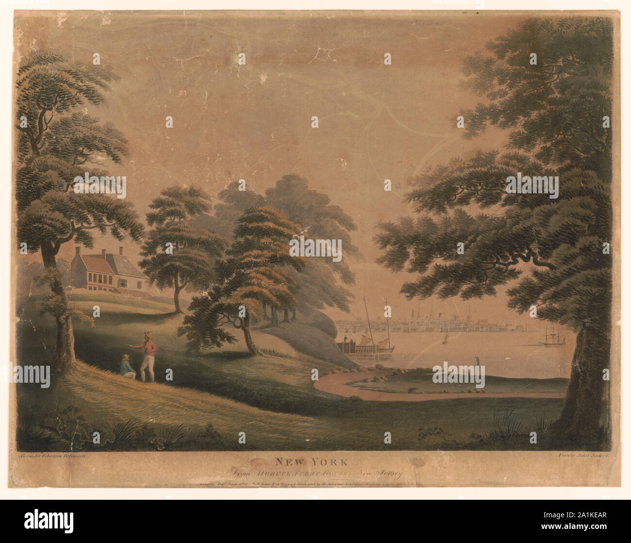 New York from Hobuck Ferry House New Jersey / Alexander Robertson ...