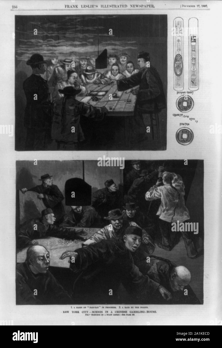 New York scenes in a Chinese gambling-house - 1. A game of Fan-Tan in ...