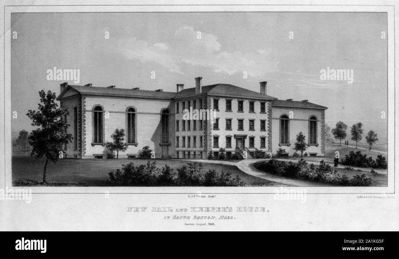 New jail and keeper's house, at South Boston, Mass Stock Photo - Alamy