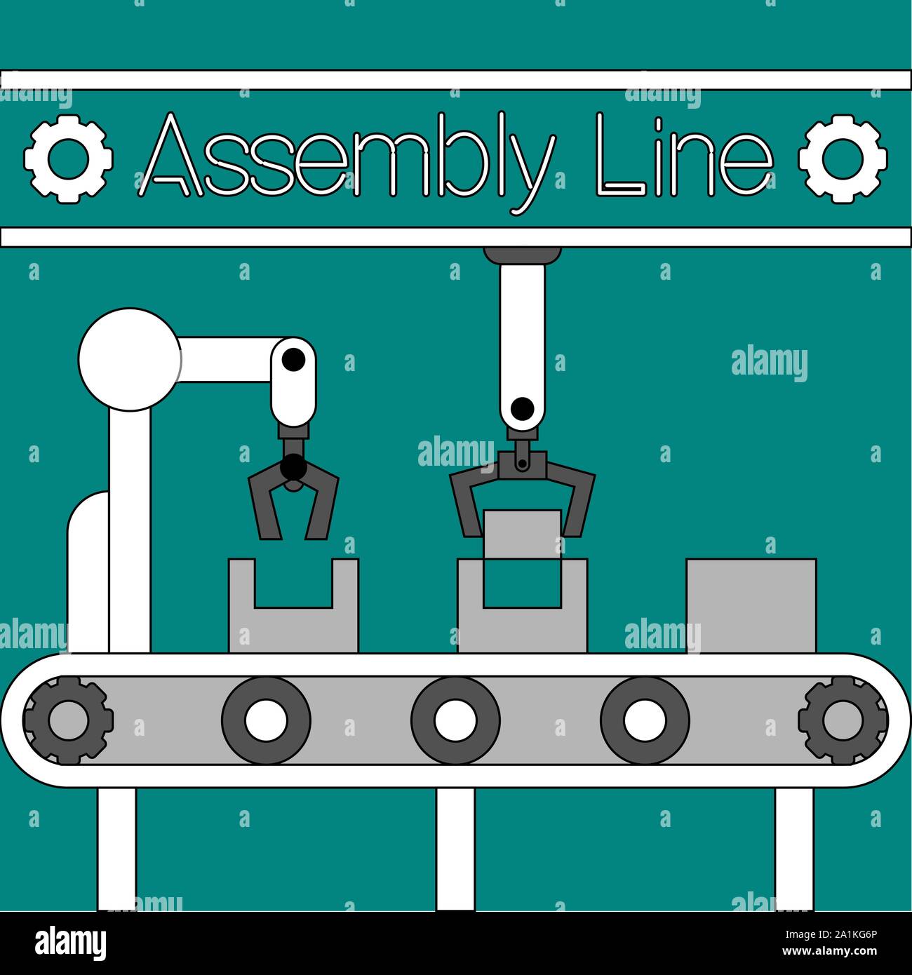 Production machinery. Assembly line poster - Vector illustration Stock ...