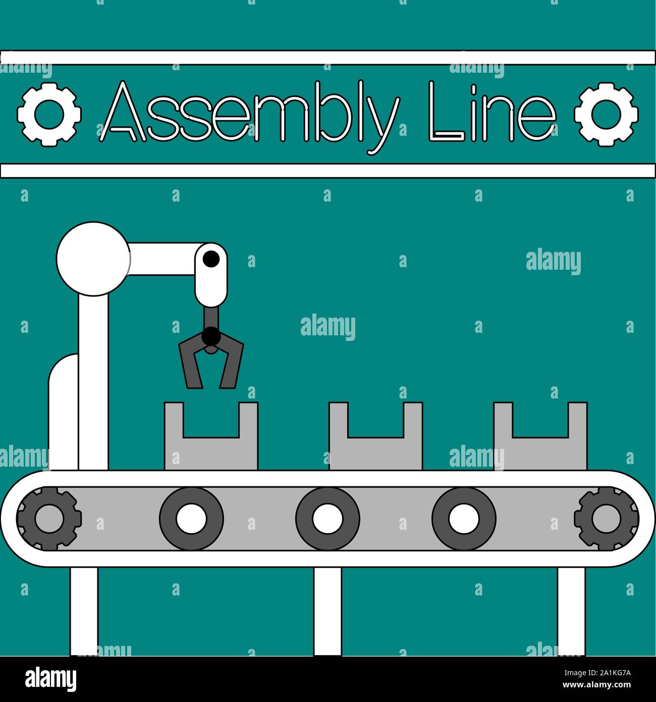 Production machinery. Assembly line poster - Vector illustration Stock ...