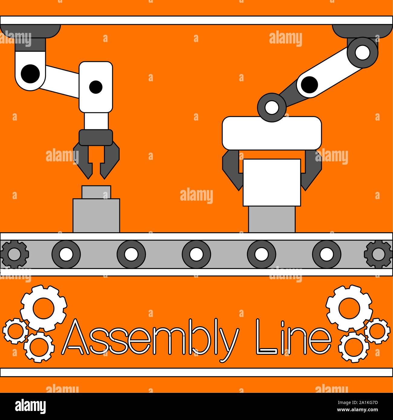 Production machinery. Assembly line poster - Vector illustration Stock ...