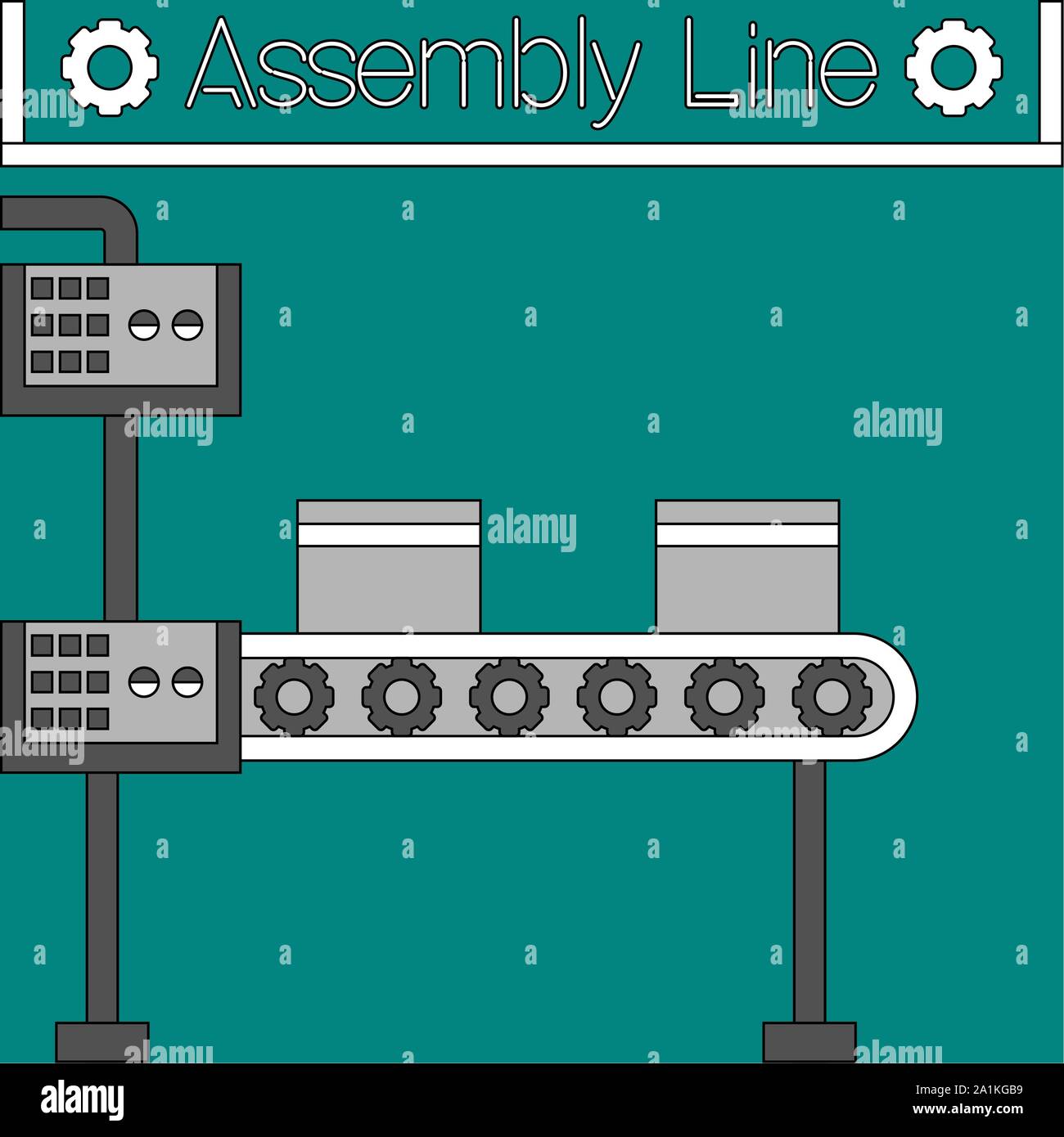 Production machinery. Assembly line poster - Vector illustration Stock ...