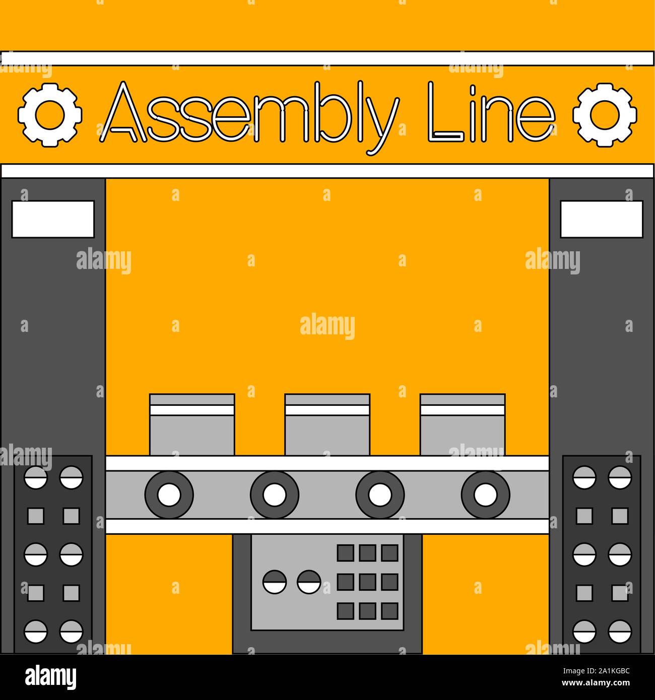Production machinery. Assembly line poster - Vector illustration Stock ...