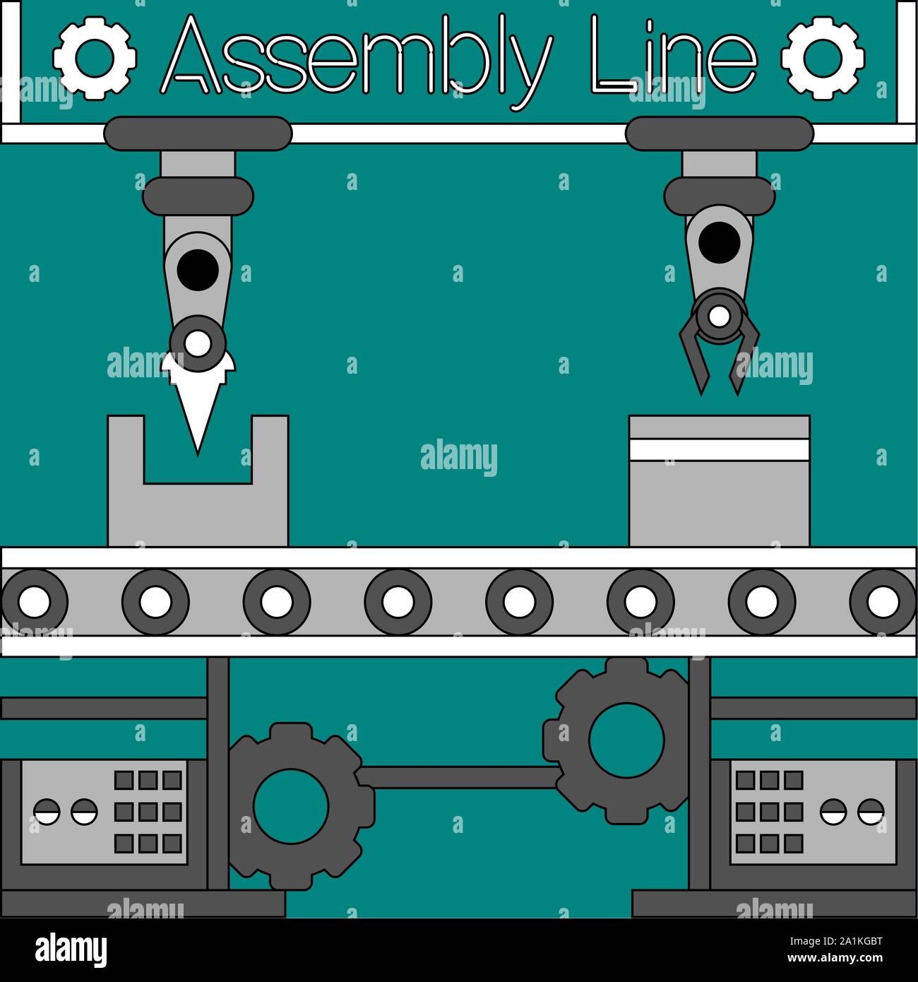 Production machinery. Assembly line poster - Vector illustration Stock ...