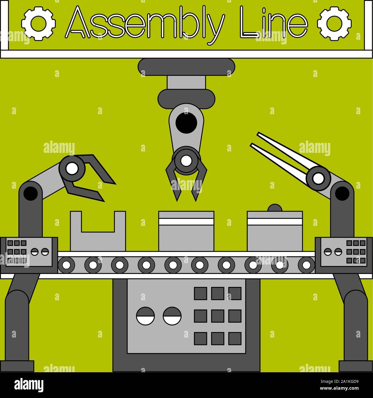 Production machinery. Assembly line poster - Vector illustration Stock ...