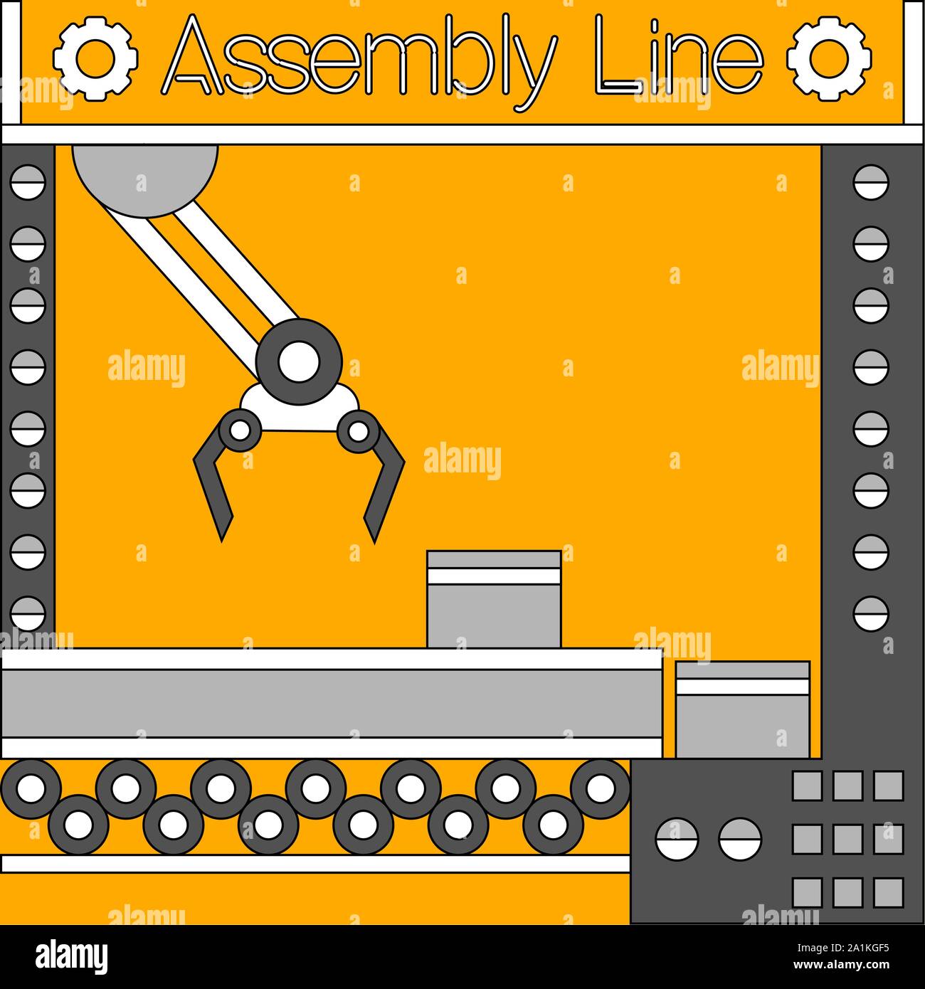 Production machinery. Assembly line poster - Vector illustration Stock ...