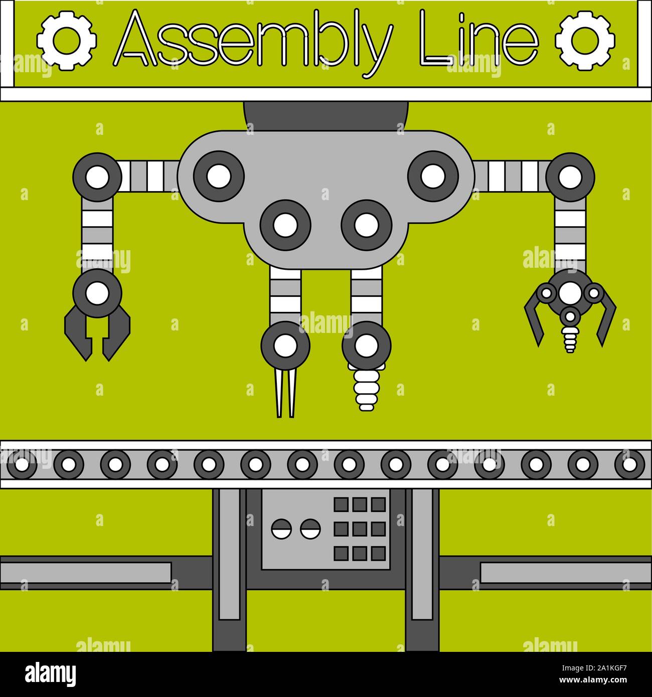 Production machinery. Assembly line poster - Vector illustration Stock ...