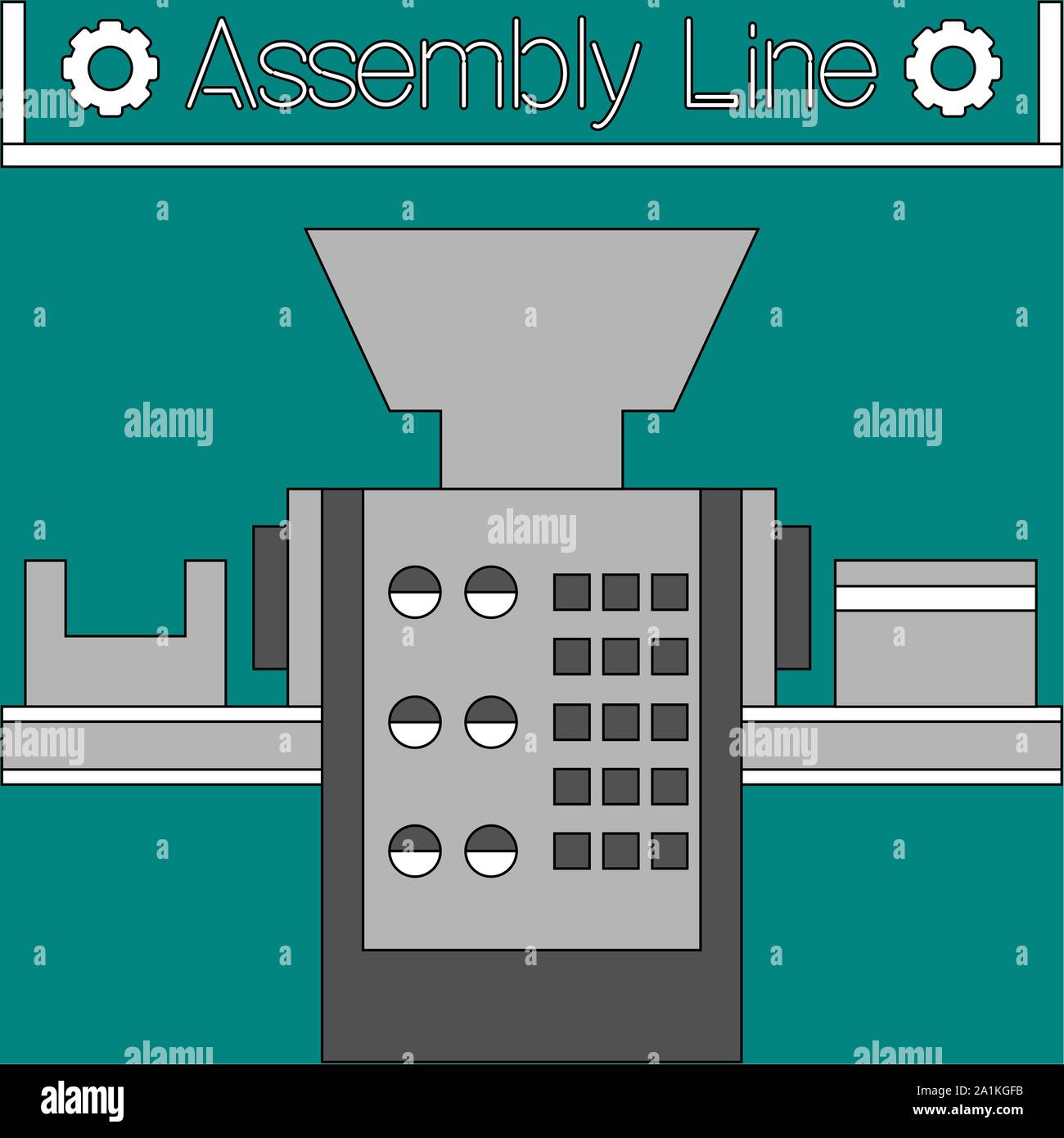 Production machinery. Assembly line poster - Vector illustration Stock ...