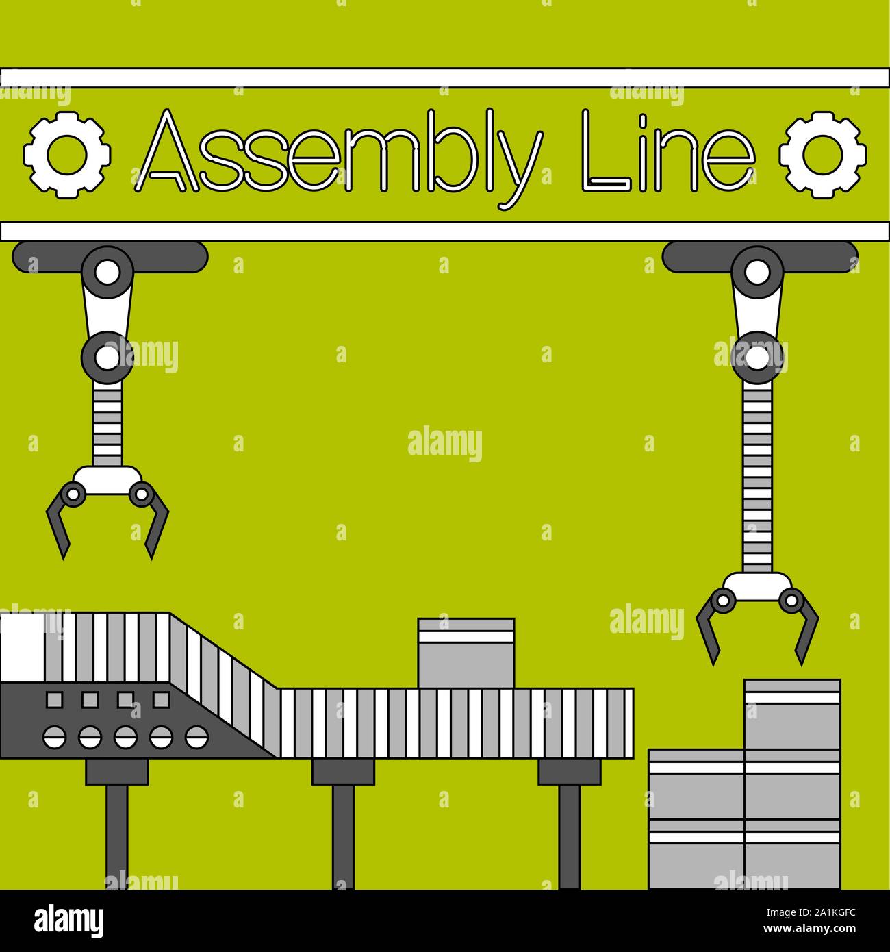 Production machinery. Assembly line poster - Vector illustration Stock ...