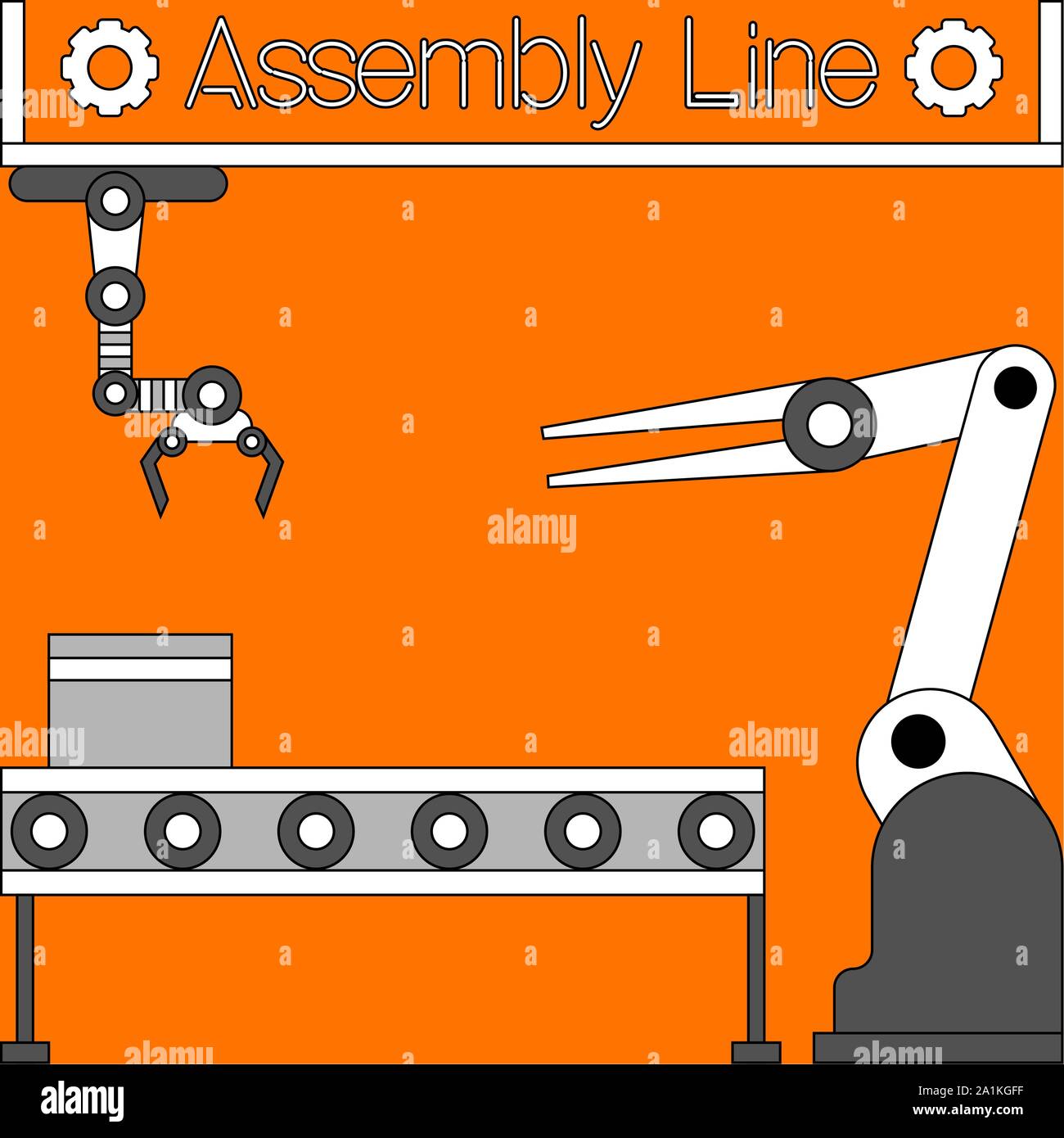 Production machinery. Assembly line poster - Vector illustration Stock ...